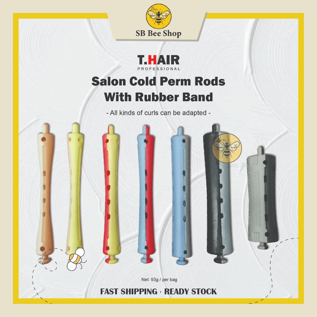 Salon Cold Perm Rods With Rubber Band Set（12pcs rods and 12pcs rubber ...