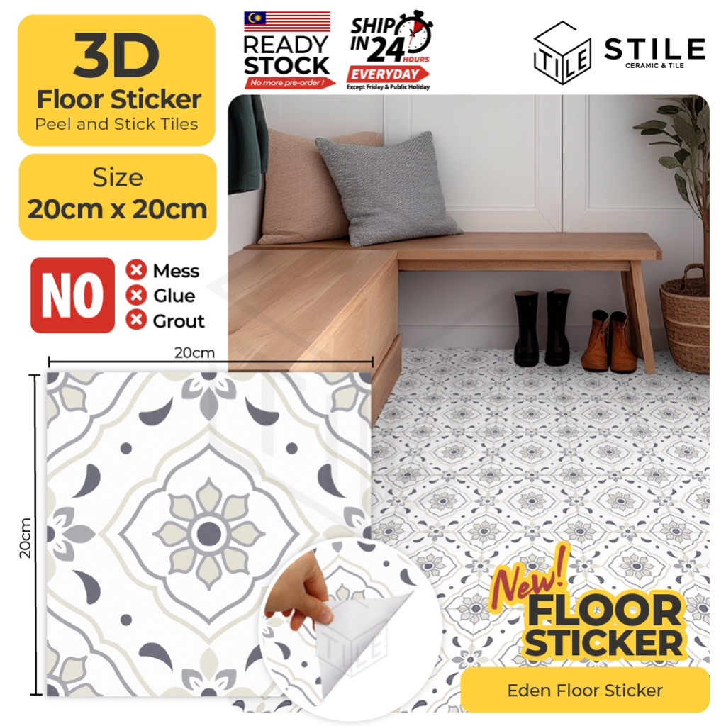 Eden PVC Floor Sticker Waterproof Wallpaper Self Adhesive Kitchen ...