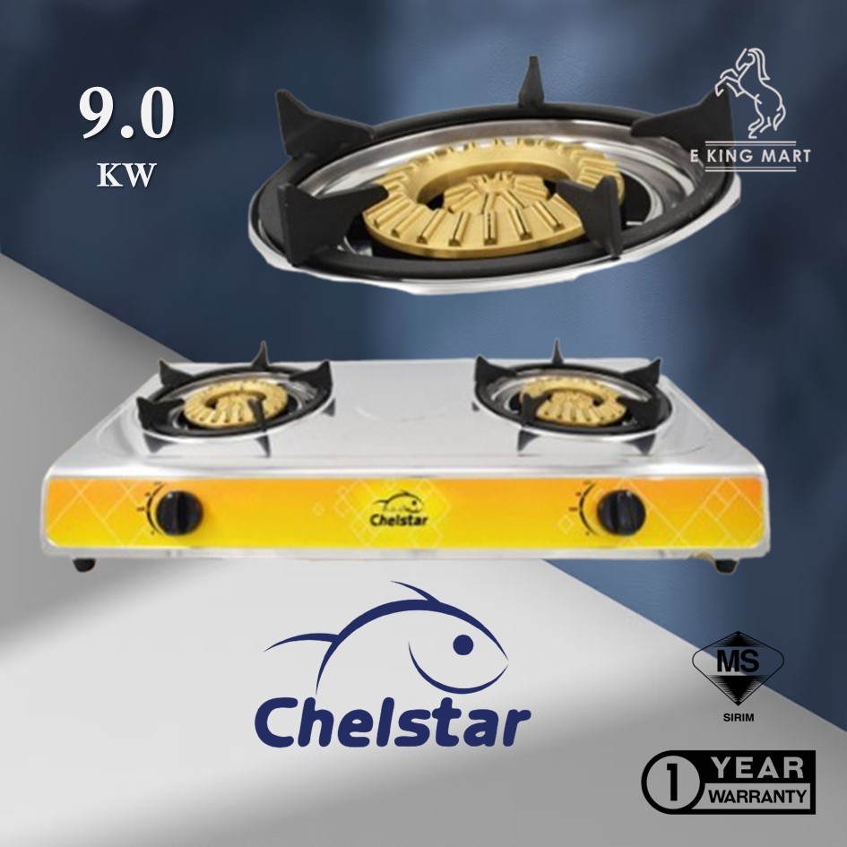 CHELSTAR Gas Cooker Cast Iron Trivet 9kW STAINLESS STEEL 2 BURNER Gas ...