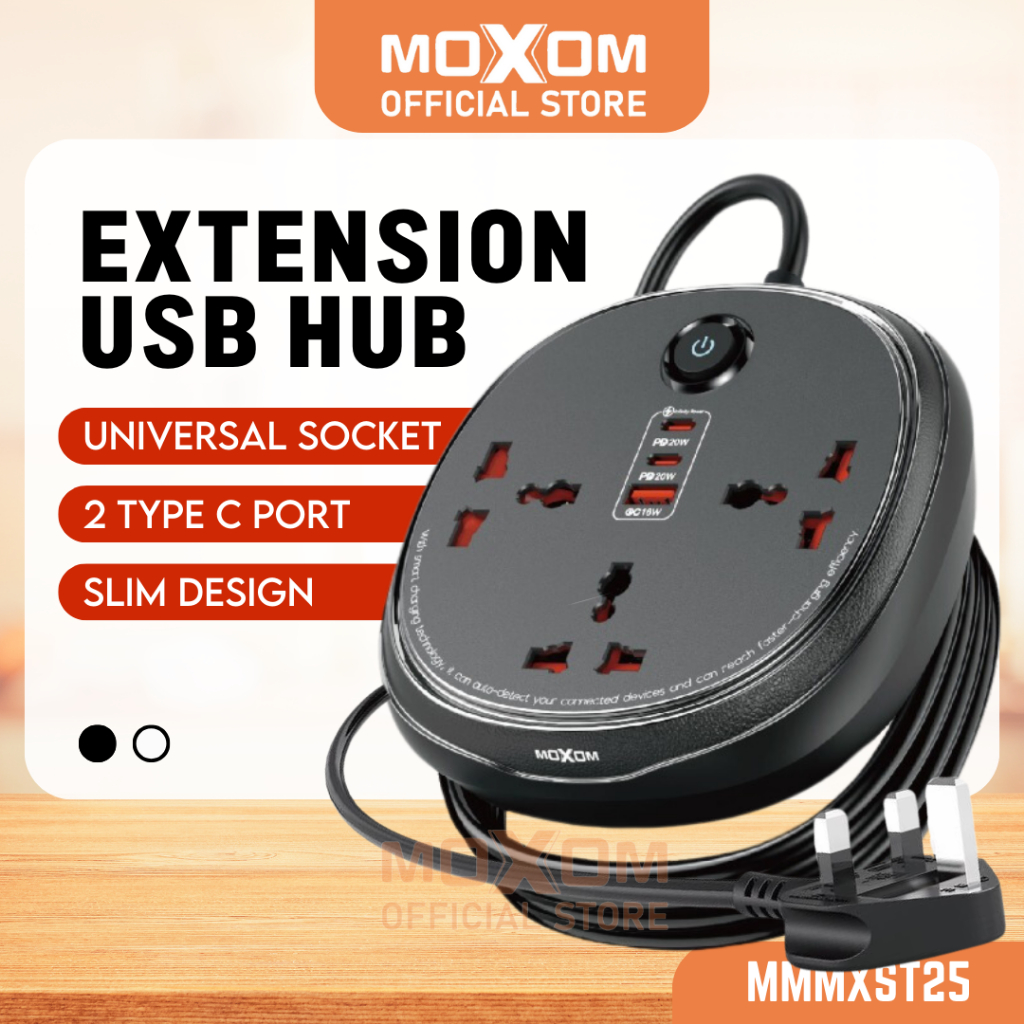 MOXOM Heavy Duty Socket Cord Cable Extention Travel Extension Wire Plug ...