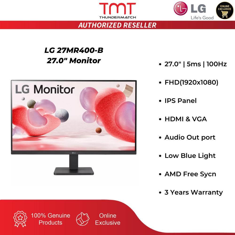 LG 27MR400-B 27.0" Monitor | 5ms | 100Hz | FHD(1920x1080) | IPS Panel ...