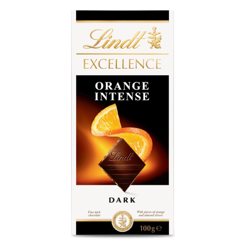 Lindt Excellence Orange Intense Dark Chocolate Bar with almond silvers ...