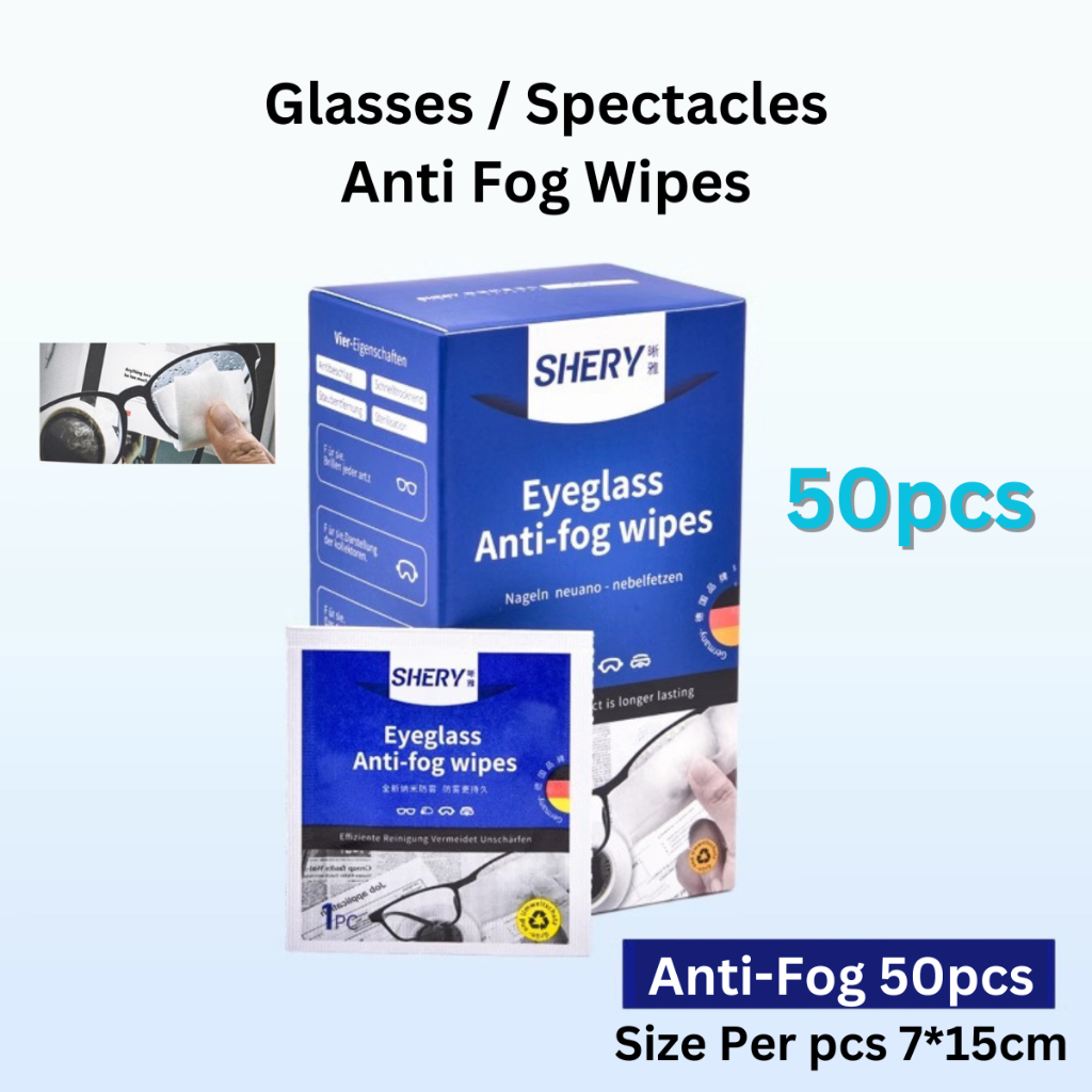 SHERY Anti-Fog Wipes 50sheets EXP.2026 Nano Anti-Fog Wet Wipes ...