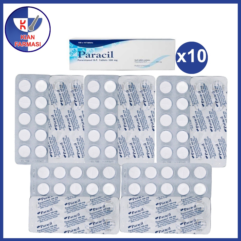 [Bundle of 10] Paracil 500mg 1x10's (Paracetamol 500mg) without box ...