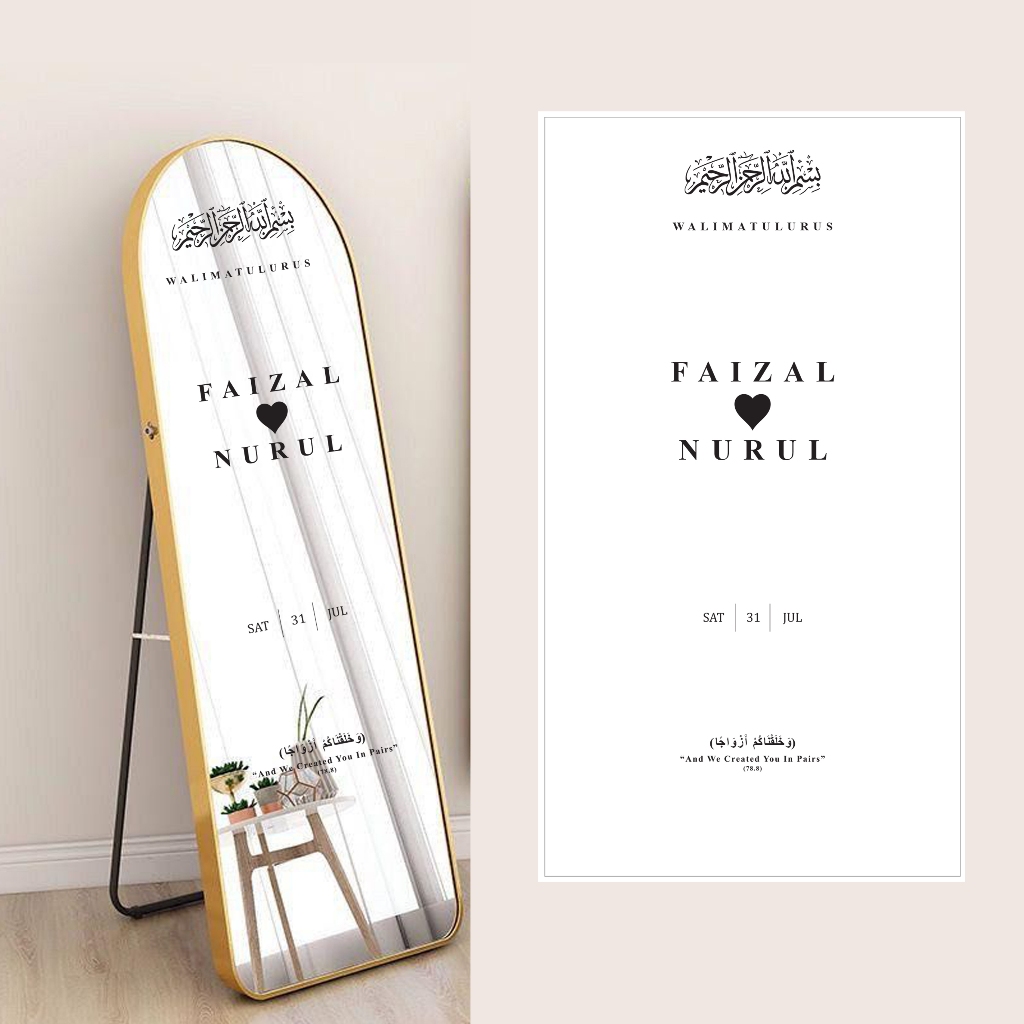 CUSTOM STIKER CERMIN PANJANG KAHWIN TUNANG STIKER CERMIN MIRROR SIGNAGE ...