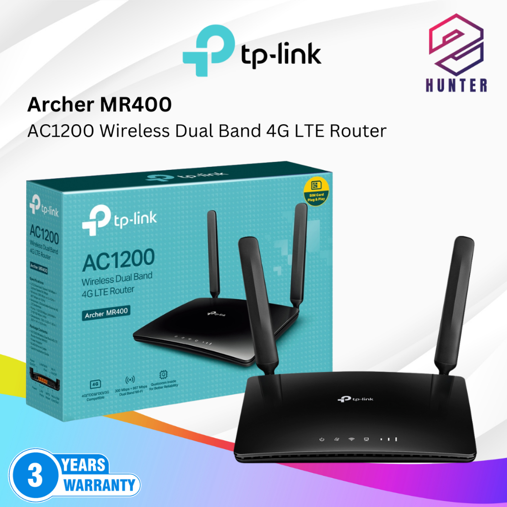 TP-Link Archer MR400 AC1200 Wireless Dual Band 4G LTE Router | Shopee ...