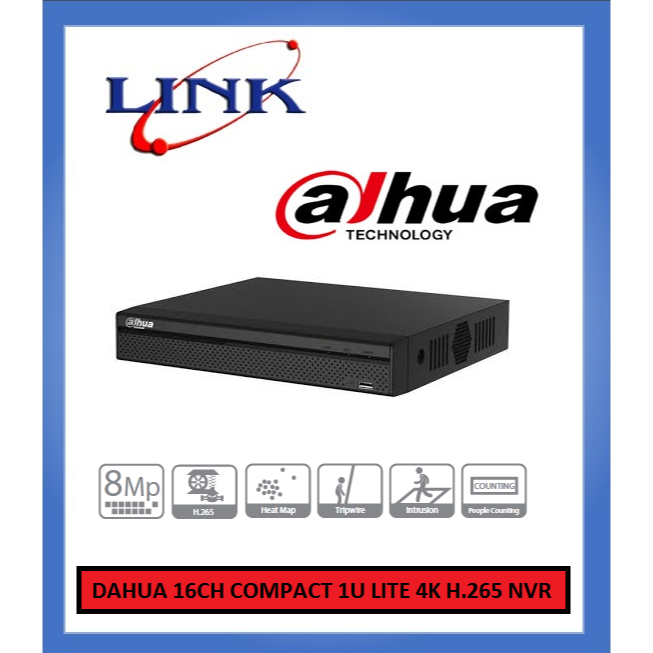 DAHUA 16 Channel Compact 1U 4PoE 4K&H.265 Lite Network Video Recorder ...