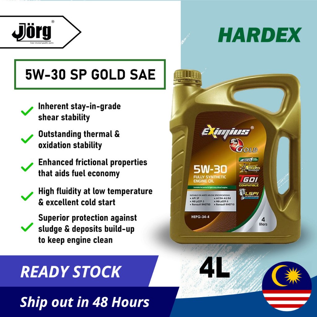 HARDEX EXIMIUS SP GOLD SAE 5W-30 4L HEPG-34-4 | Fully Synthetic Engine ...