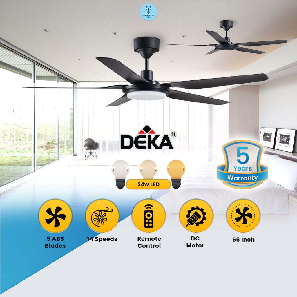 [𝐍𝐄𝐖] DEKA Ceiling Fan DX56 With LED Remote Control 5 ABS Blades 56" 42 ...