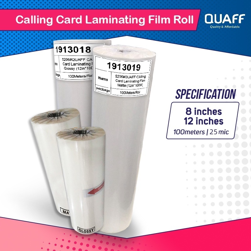 QUAFF Laminating Film for Calling Card Paper 25Microns 12in*100M Matte ...