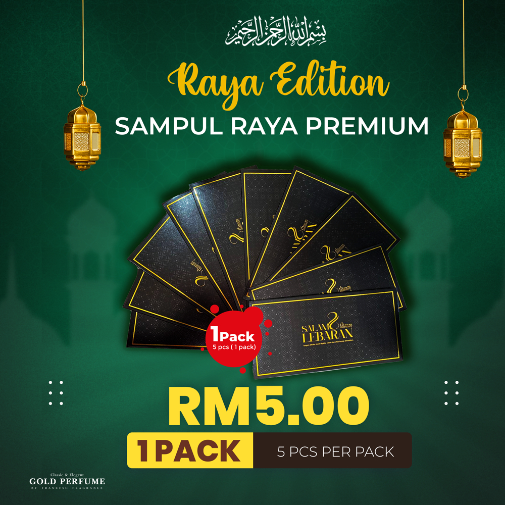 Sampul Raya PREMIUM Gold Perfume 24K 1 Pack 5 pcs Black Gold | Shopee ...
