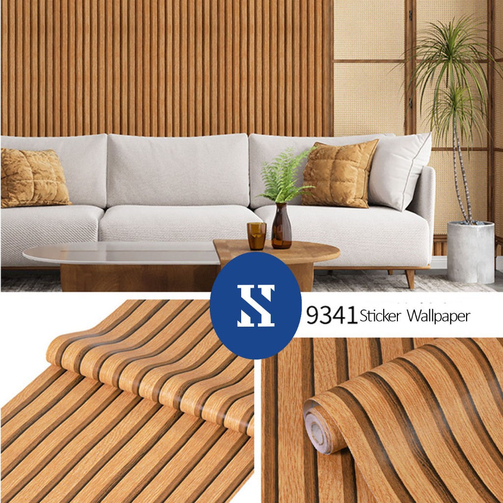 10M Wallpaper Wall Sticker Kertas Dinding Perabot 木纹墙纸 wall panel ...
