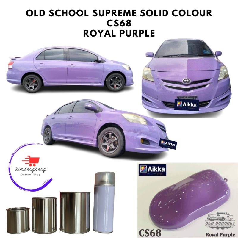 Aikka Paint CS68 Royal Purple, Old School Supreme Solid Colour Car Paint Cat Kereta Bancuh Warna ...