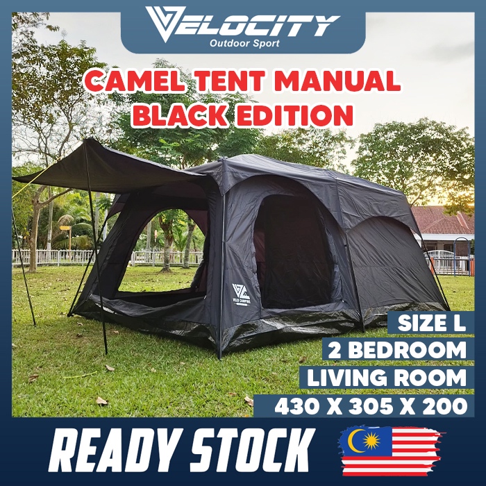 VELOCITY BLACK CAMEL TENT 12 PEOPLE MANUAL TENT XL SIZE KHEMAH UNTA MANUAL PREMIUM BLACK ...