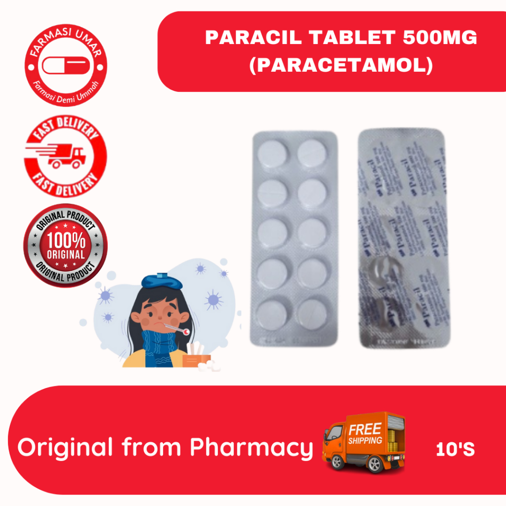 PARACIL Paracetamol 500mg Tablet - 1 x 10 Tablets [STRIP] | Shopee Malaysia