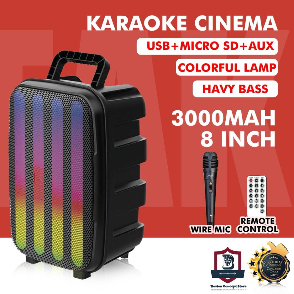 ZQS-8155 8 Inch Sound Box Bluetooth Speaker Wireless Surround Sound Led Portable Speaker ZQS8155 ...