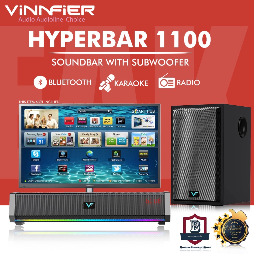 Vinnfier Hyperbar 1100 with Sub Woofer Bluetooth FM Radio USB Drive ...