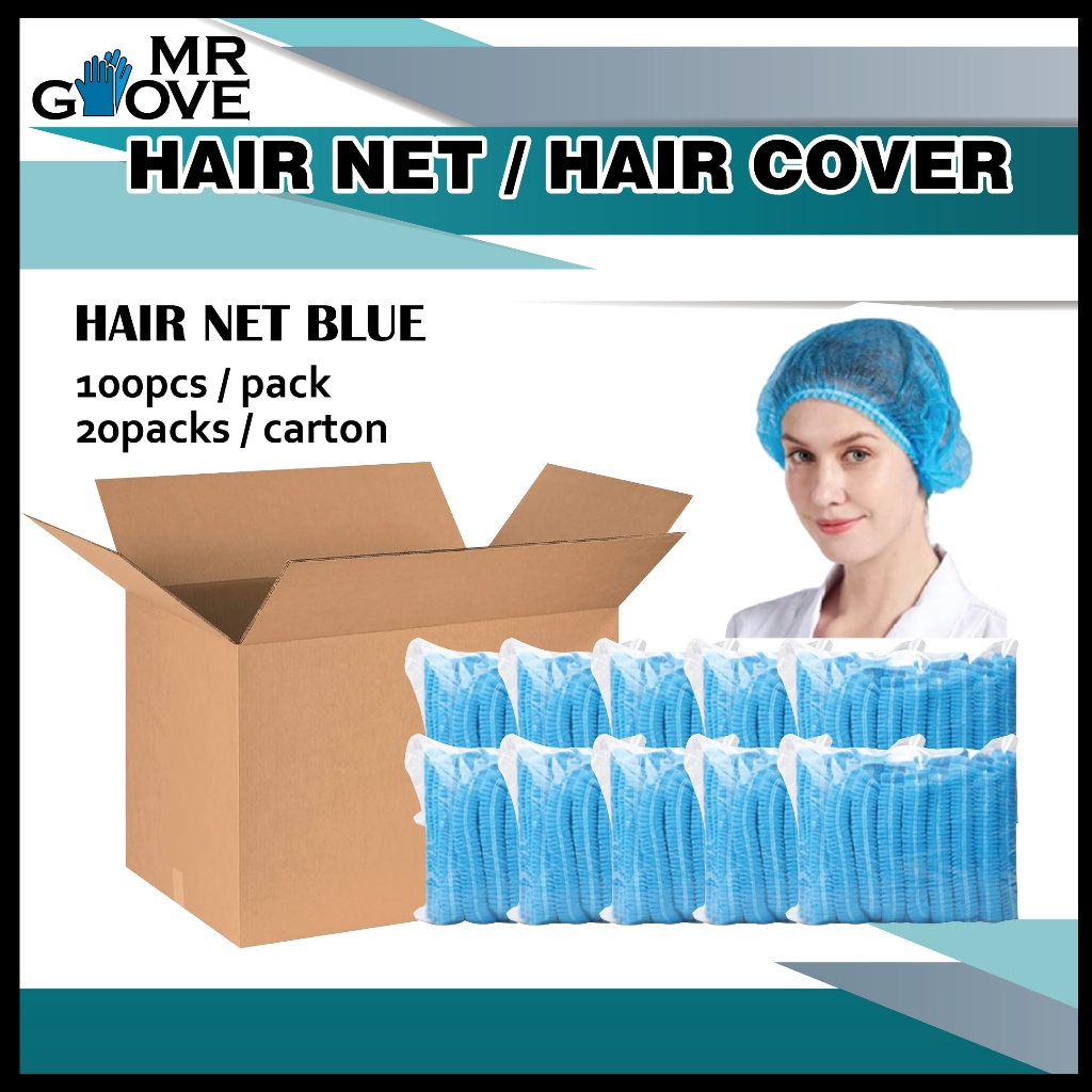 Disposable Hair Net blue white Premium (100pcs)/ 21" Hair Cover/Clip ...