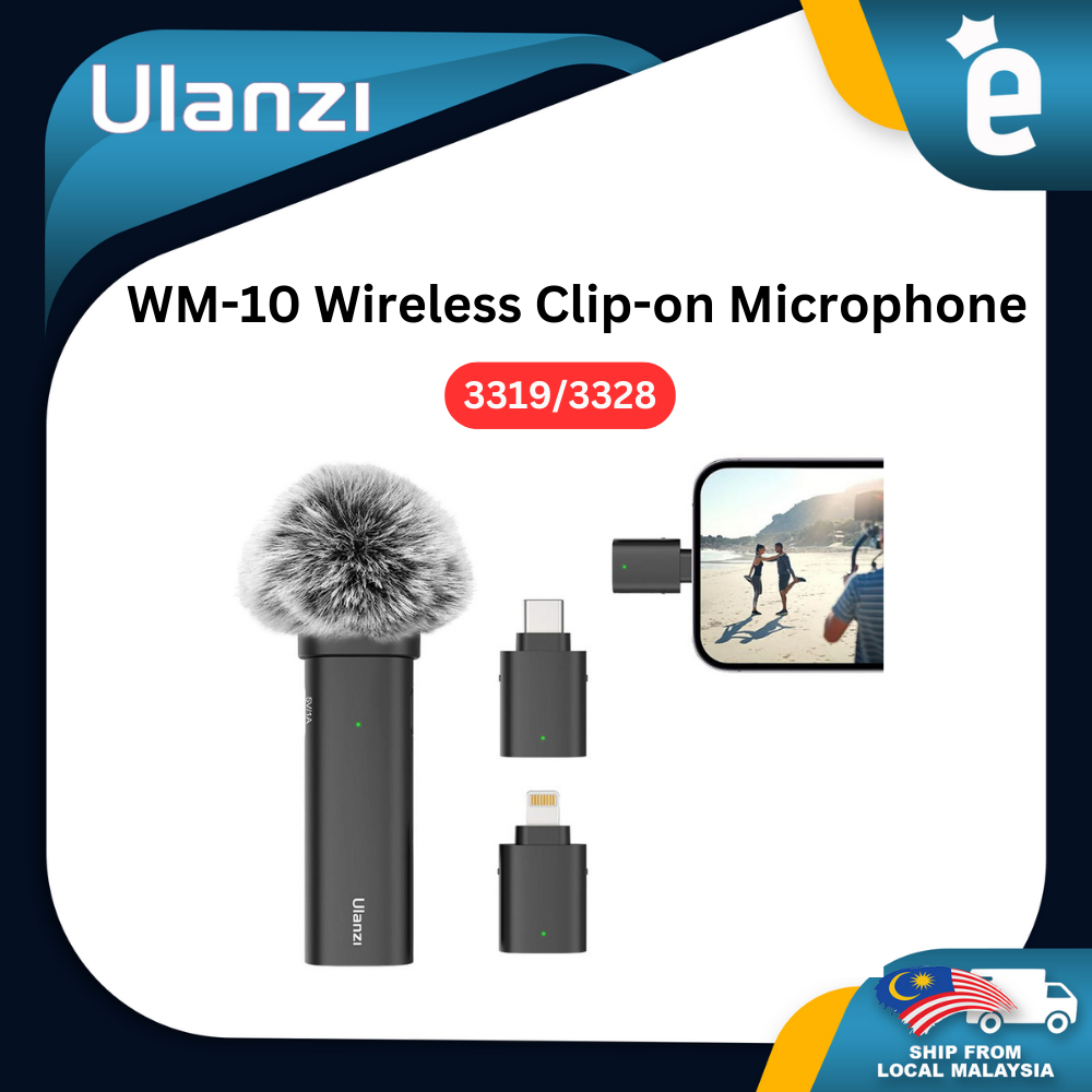 Ulanzi WM-10 Wireless Clip-on Microphone for Smartphone or Tablet For Type C / Lightning ...