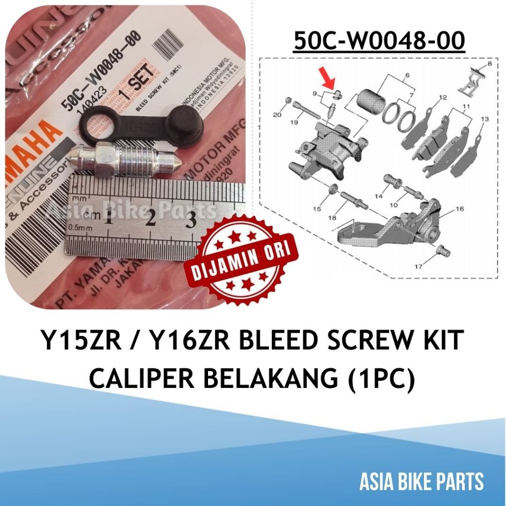 Yamaha Original Y15ZR Y15 V1 V2 / Y16ZR Y16 V1 V2 Rear Caliper Bleed ...