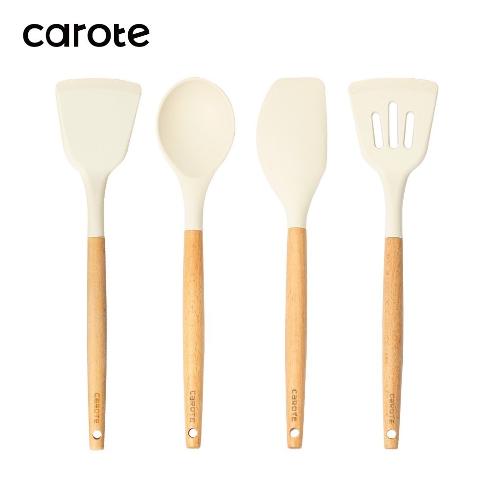CAROTE Kitchen Tools Set, 4 Pieces, Silicone Cookware Set, High Heat ...