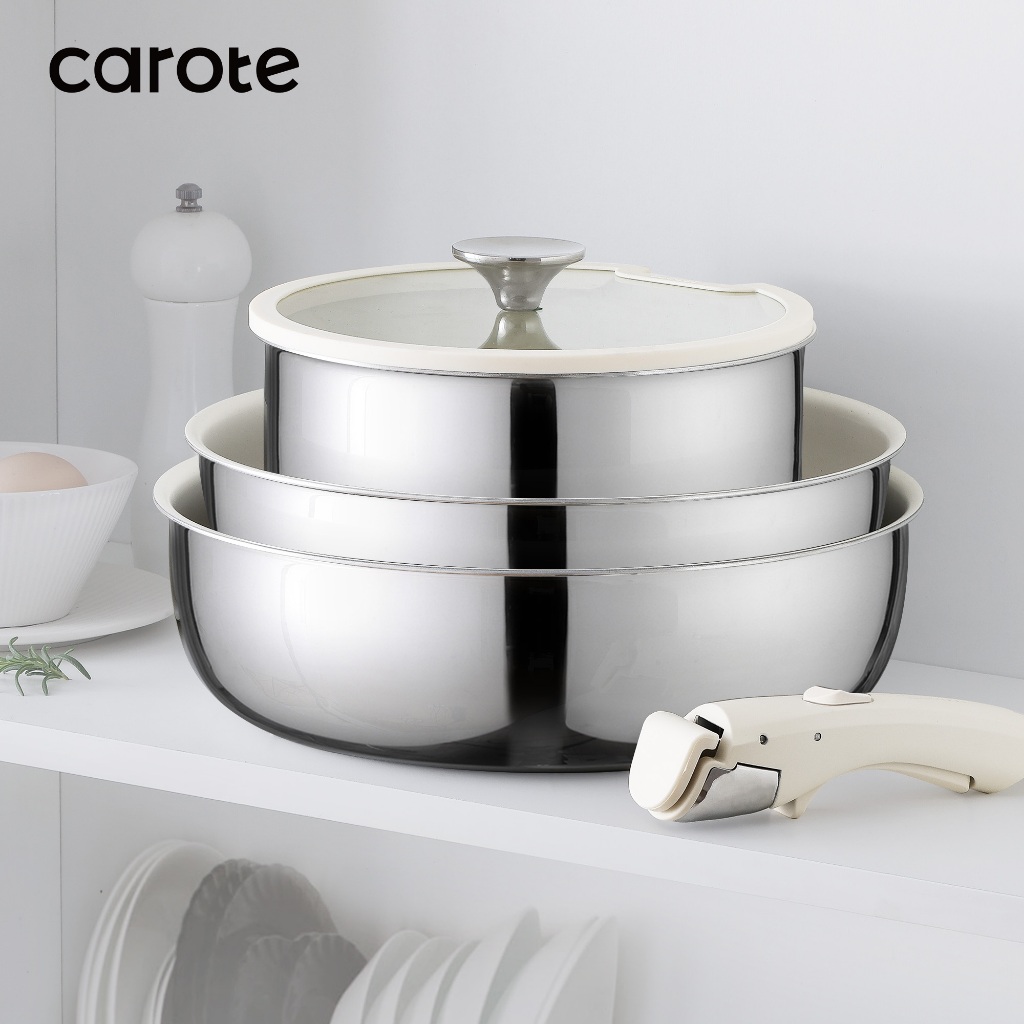 CAROTE 5-Piece Stainless Steel Cookware Set, Nonstick Pots and Pans Set ...