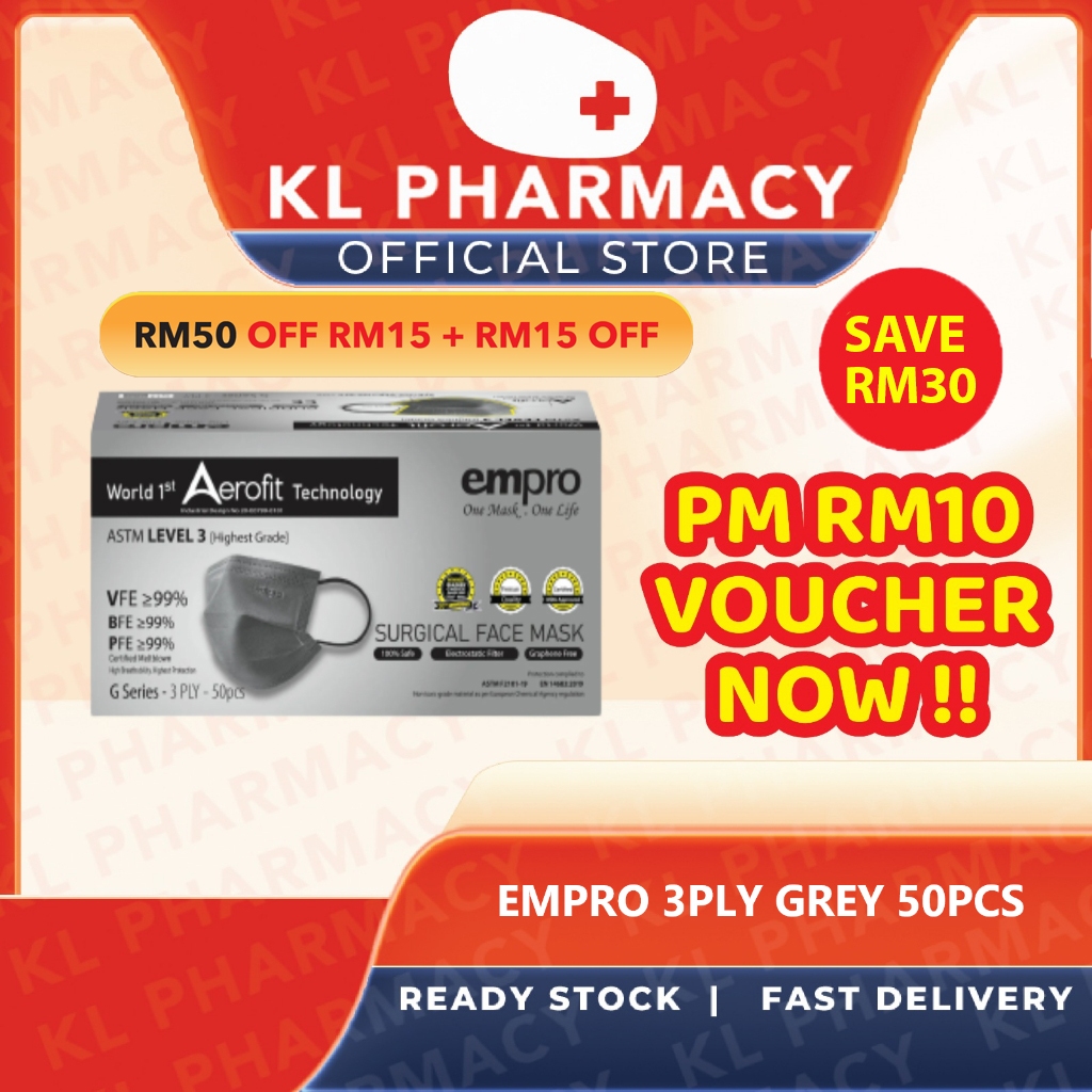 [KL PHARMACY] Empro Aerofit G Series Surgical Face Mask - Grey (50's ...