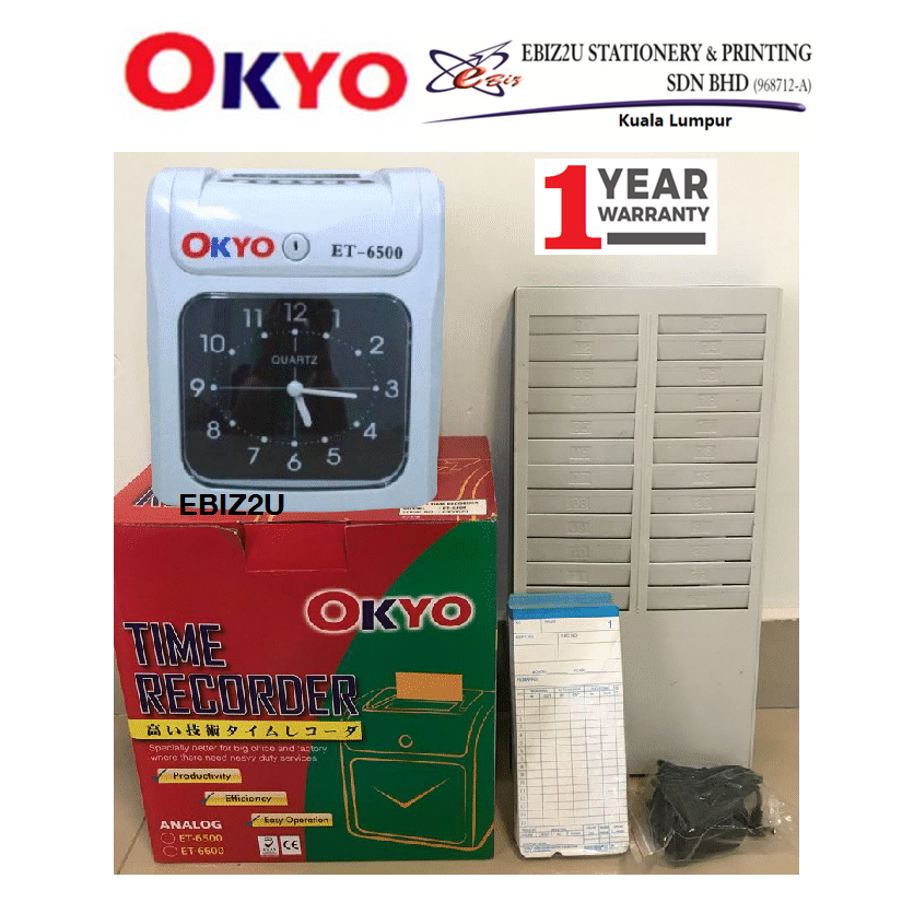 Okyo ET-6500 Analog Time Recorder Punch Card Machine Free 100 Cards ...