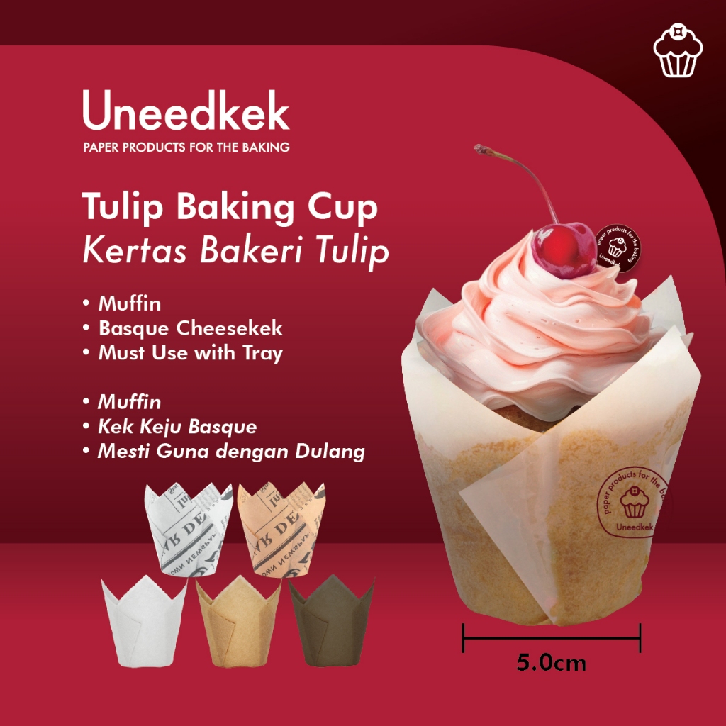 Uneedkek Bekas Muffin Cawan Tulip Paper Cup Burnt Cheese Cake Paper ...