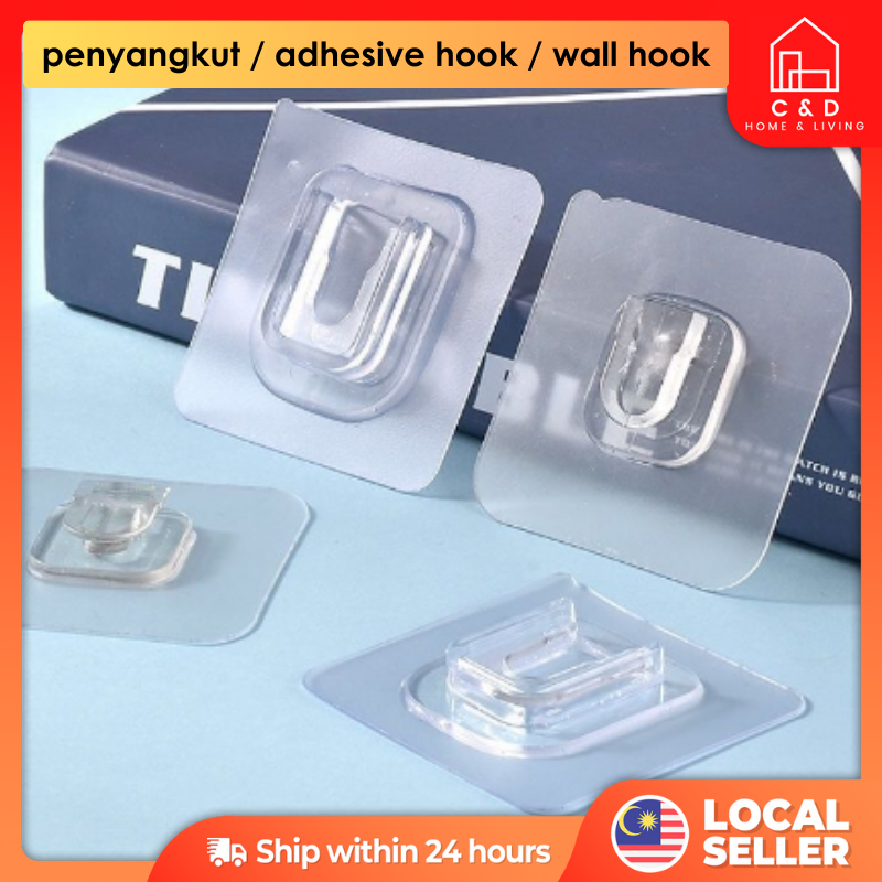 Strong Seamless Double Sided Screw Wall Sticker Hook Punch Free ...