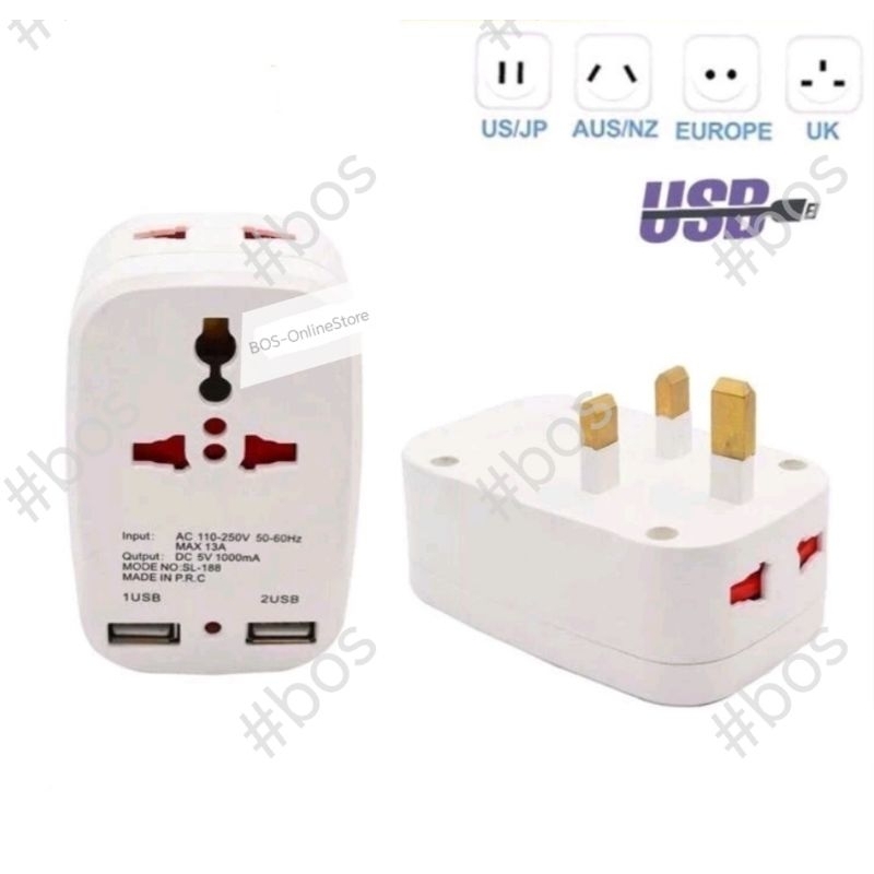 Dual USB Charger Multi Adapter 13Amp Multi Universal Socket Adaptor ...