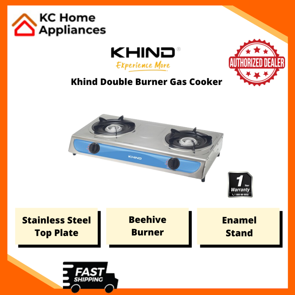 Khind 2 Burners Gas Stove | Stainless Steel Top Plate | Enamel Stand ...