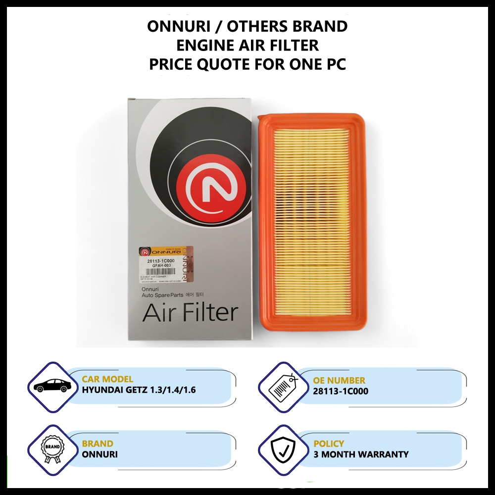 Hyundai Getz 1.3/1.4/1.6 Korea Aftermarket Air Filter (28113-1C000 ...
