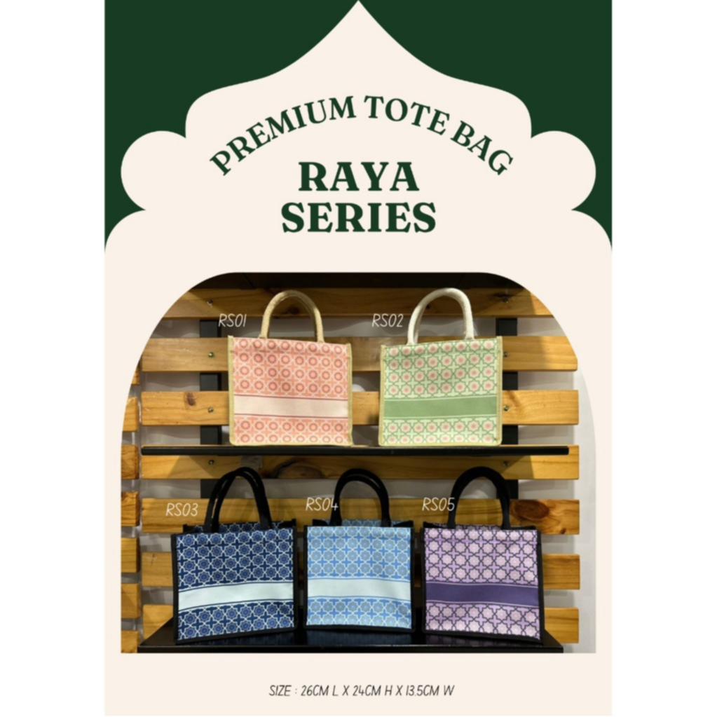 Raya Series Small Tote Bag Mini Jute Bag Color Laminated Canvas Beg ...