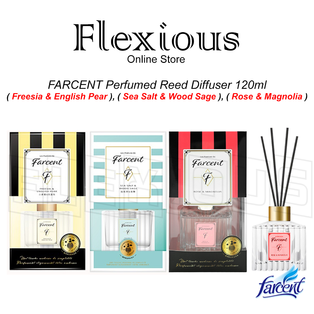 *FARCENT* Perfumed Reed Diffuser 120ml ( Freesia & English Pear ), ( Sea Salt & Wood Sage ...