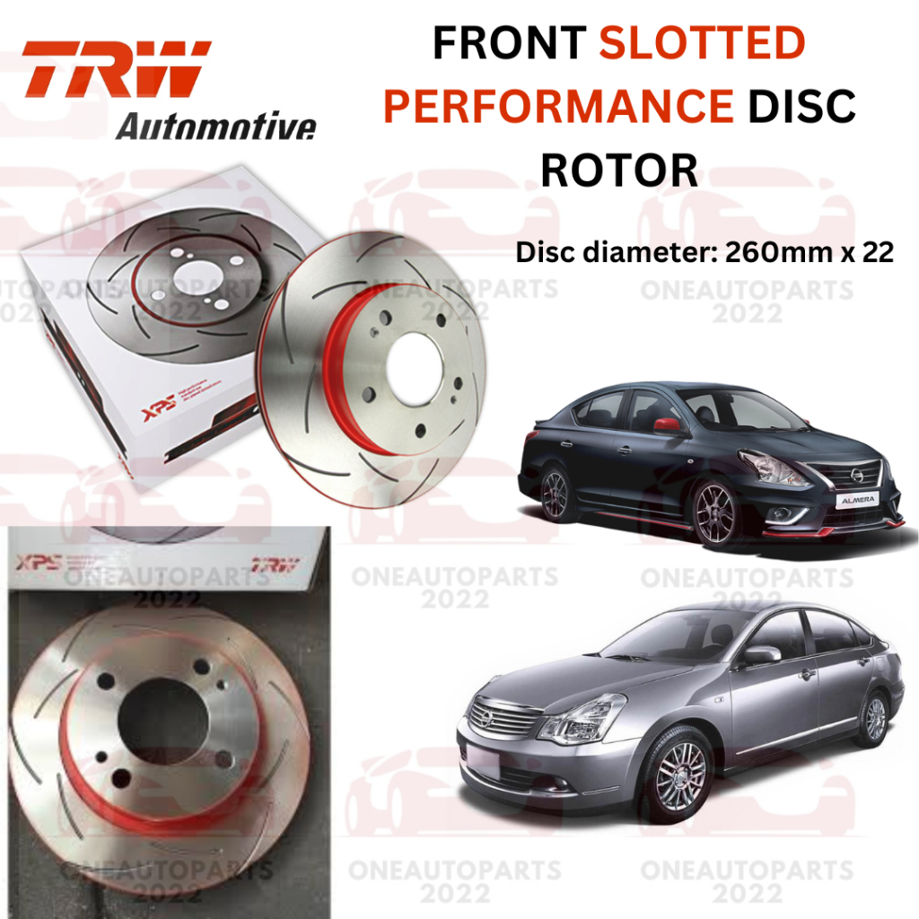 TRW XPS FRONT SLOTTED PERFORMANCE DISC ROTOR NISSAN ALMERA N17 1.5 ...