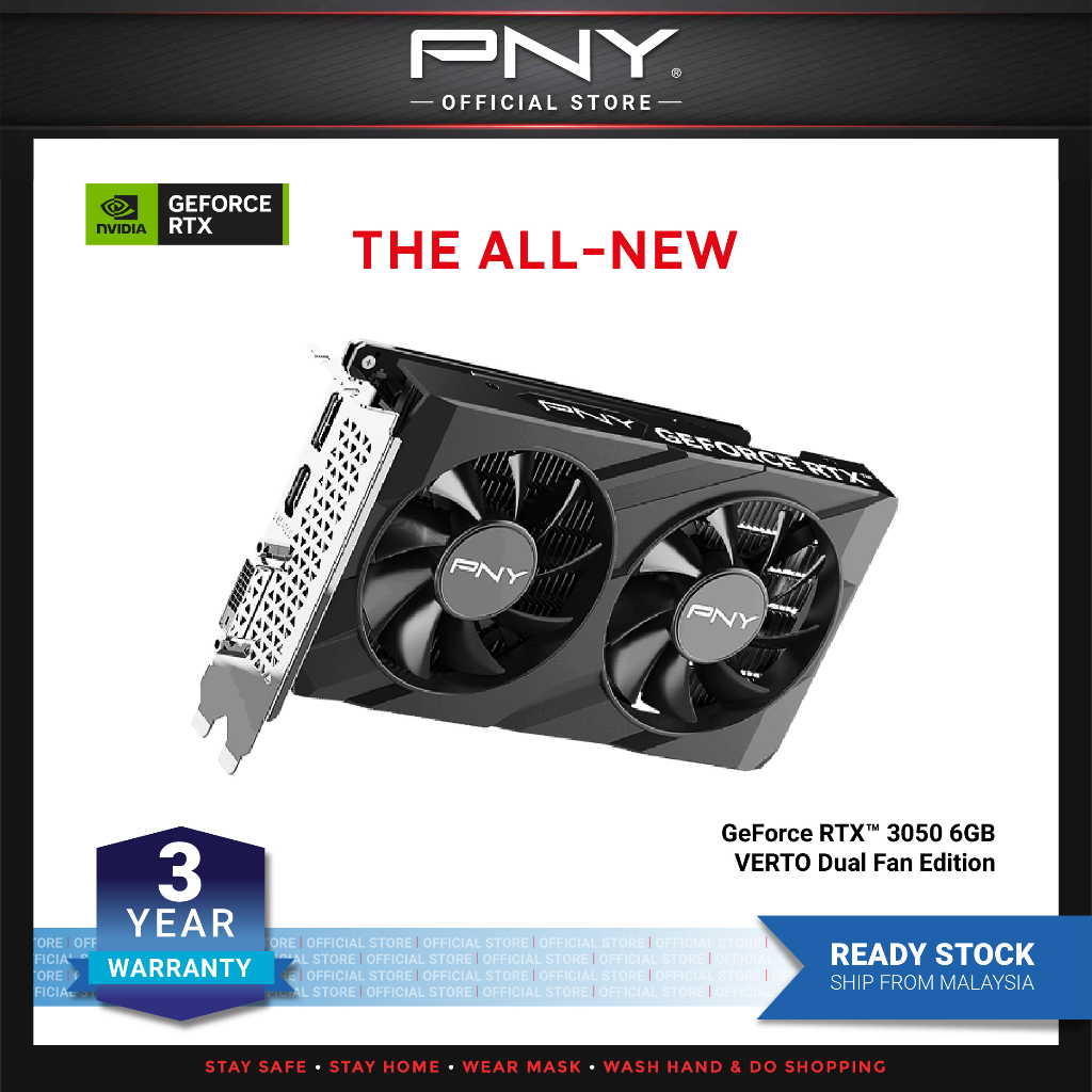PNY GeForce RTX 3050 6GB VERTO Dual Fan Graphics Cards | Shopee Malaysia