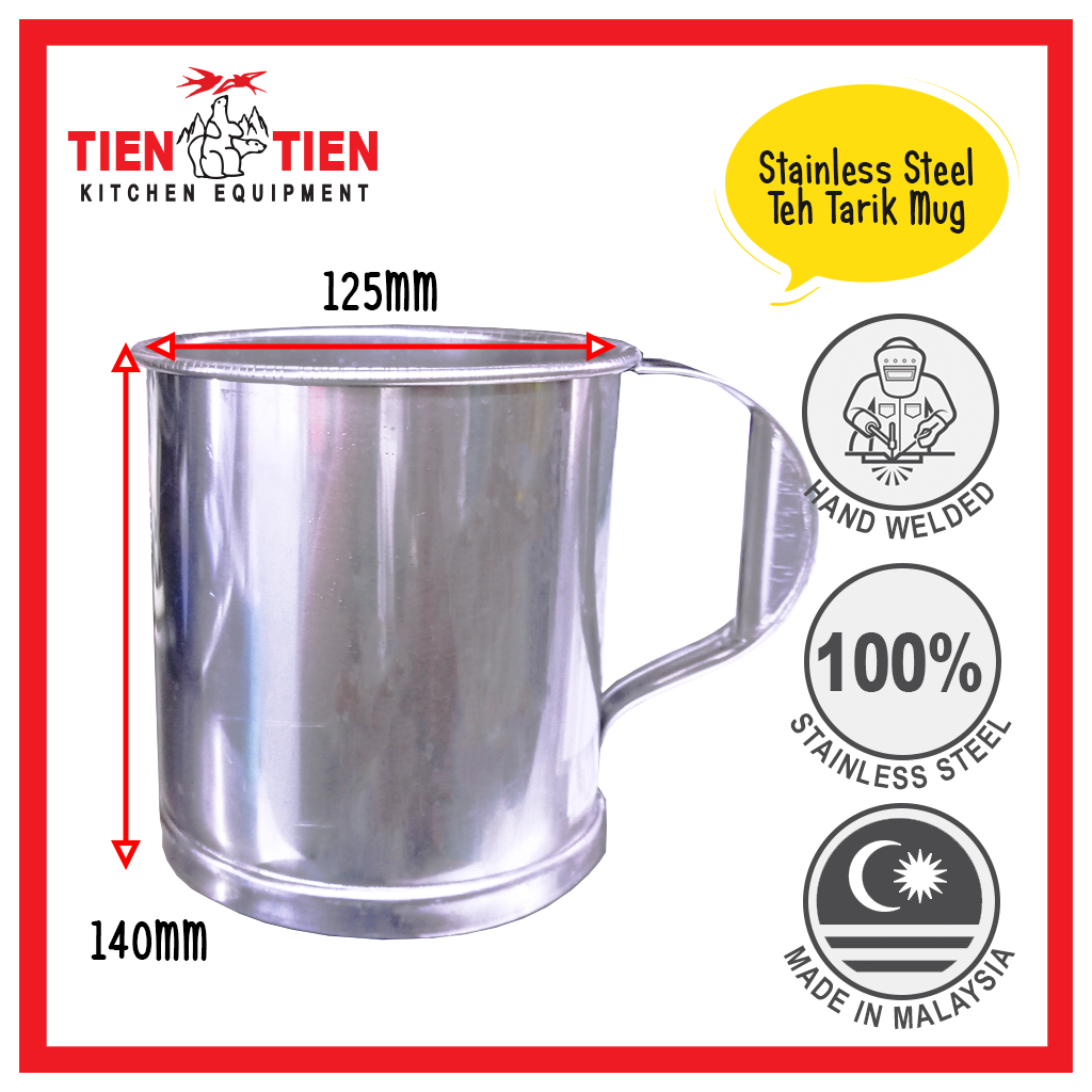 TIEN TIEN Stainless Steel Mug/Cawan Besi / Teh Tarik Mug With D Shape ...