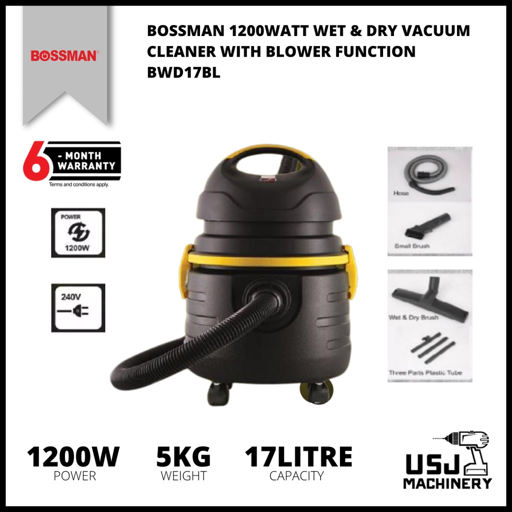 BOSSMAN 1200Watt Wet & Dry Vacuum Cleaner with Blower Function BWD17BL ...
