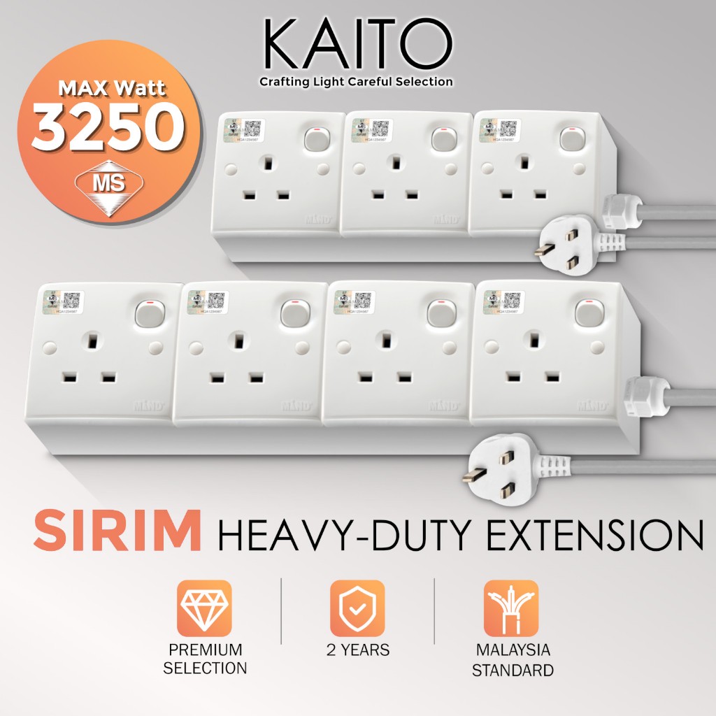 Sirim Socket Extension Heavy Duty Extension Plug Heavy Duty Wire Trailing Socket Plug 2 3 4