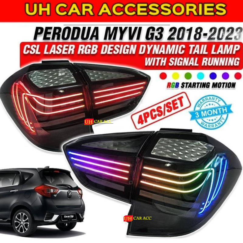 PERODUA MYVI G3 2018 - 2023 CSL LASER RGB DESIGN DYNAMIC TAIL LAMP TAILLAMP WITH RUNNING SIGNAL ...