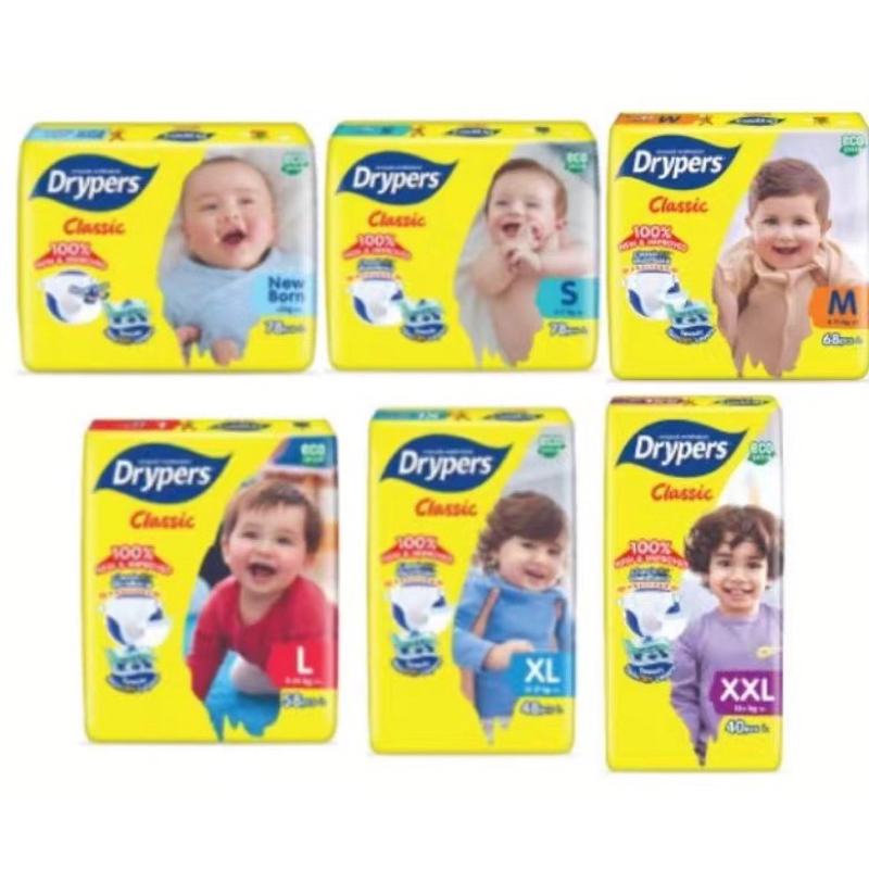 Drypers Classic(Newborn78/S70/M54/L50/XL44/XXL40) | Shopee Malaysia