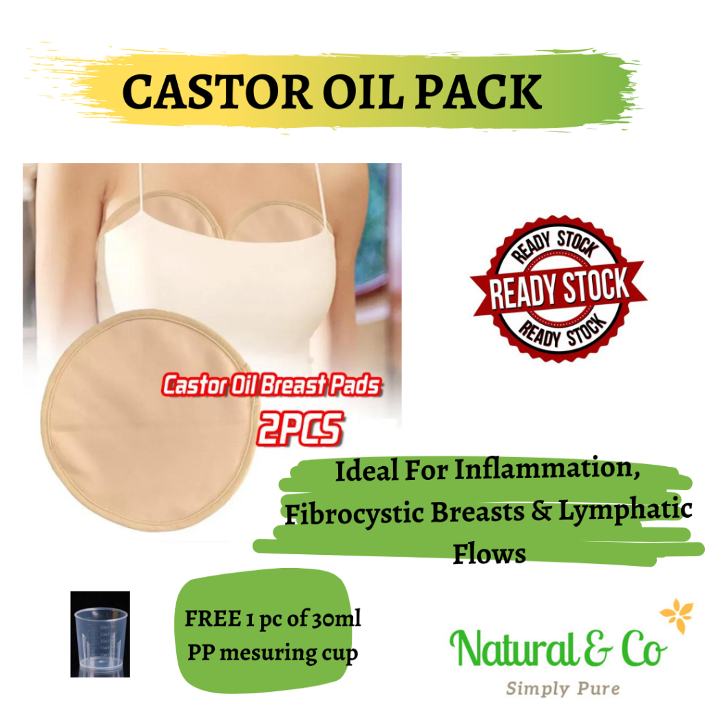 Natural & Co Castor Oil Pack ( 2 Reusable ORGANIC Castor Oil Pack For Inflammation, Fibrocystic ...