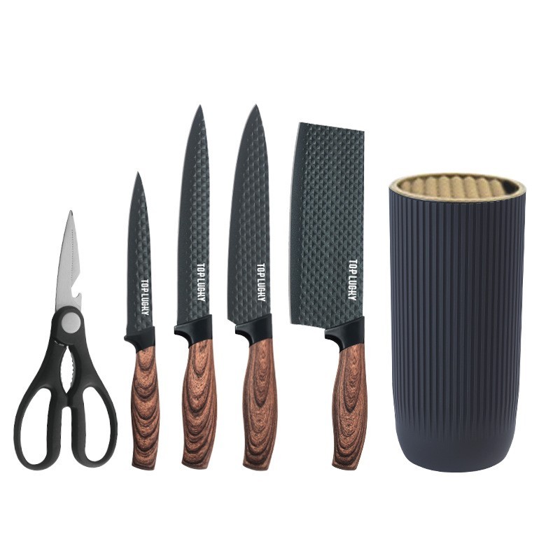 6 IN 1 Knife Set Stainless Steel Kitchen Knife Holder Pisau Dapur Pisau ...
