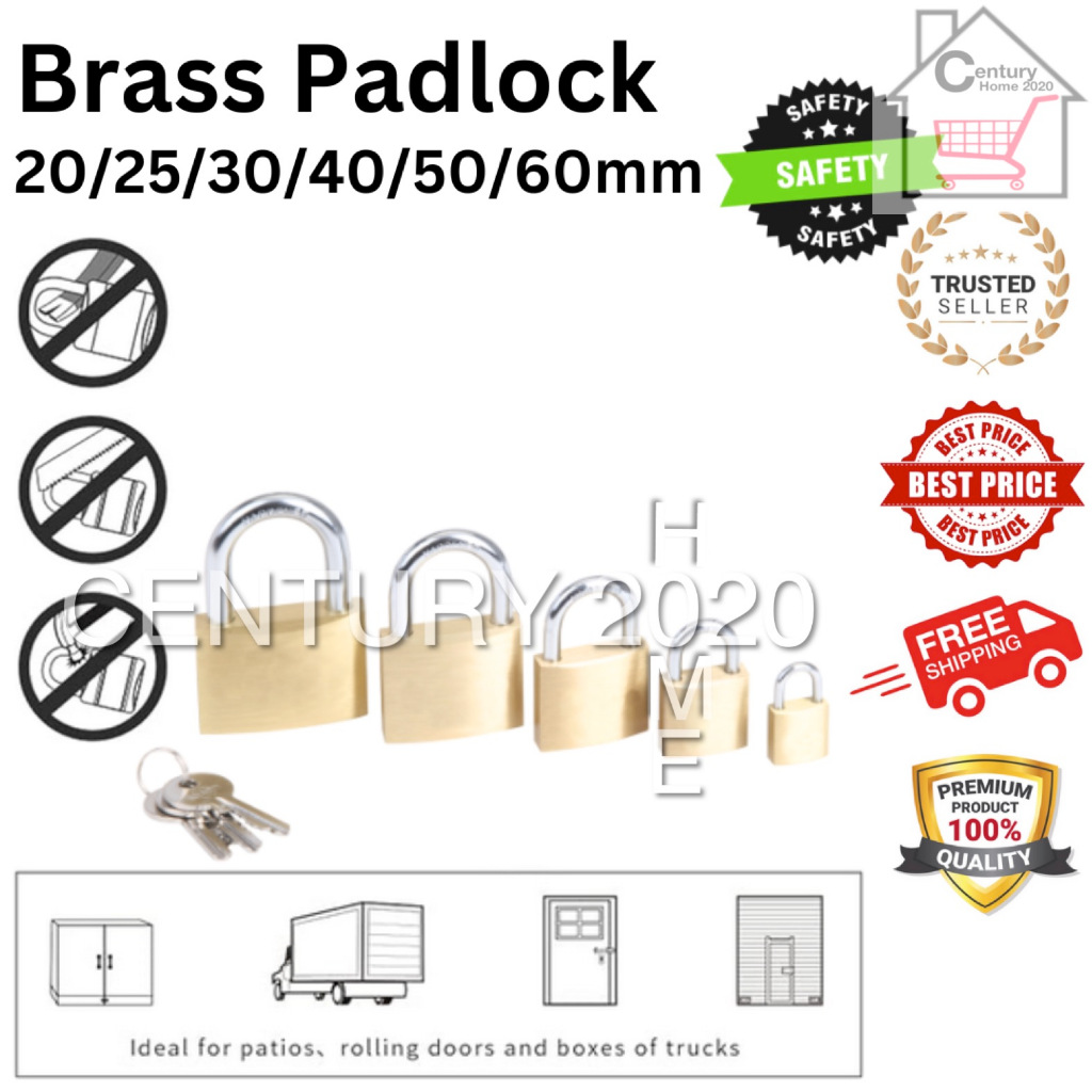 Brass Padlock Gold Plated Heavy Duty Pad Lock | Shopee Malaysia