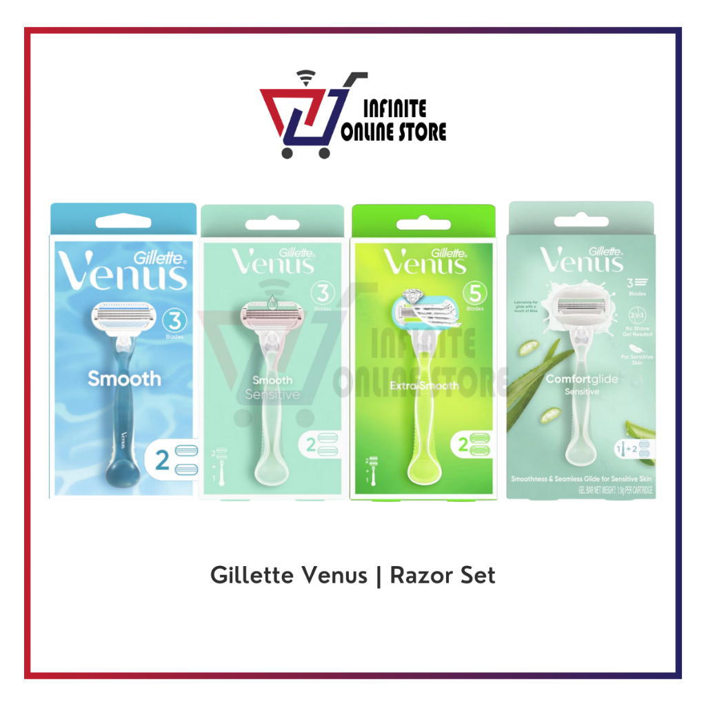 GILLETTE Venus Smooth Razor 1 Handle + 2 Blades (Smooth / Sensitive ...