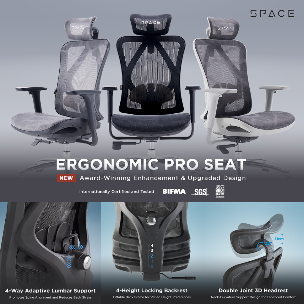 SPACE Ergonomic Chair - 4 Years Official Warranty (Office Chair ...