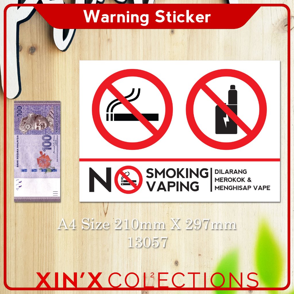 No Smoking Vape Vaping Warning Sticker Amaran Dilarang Menghisap Rokok ...