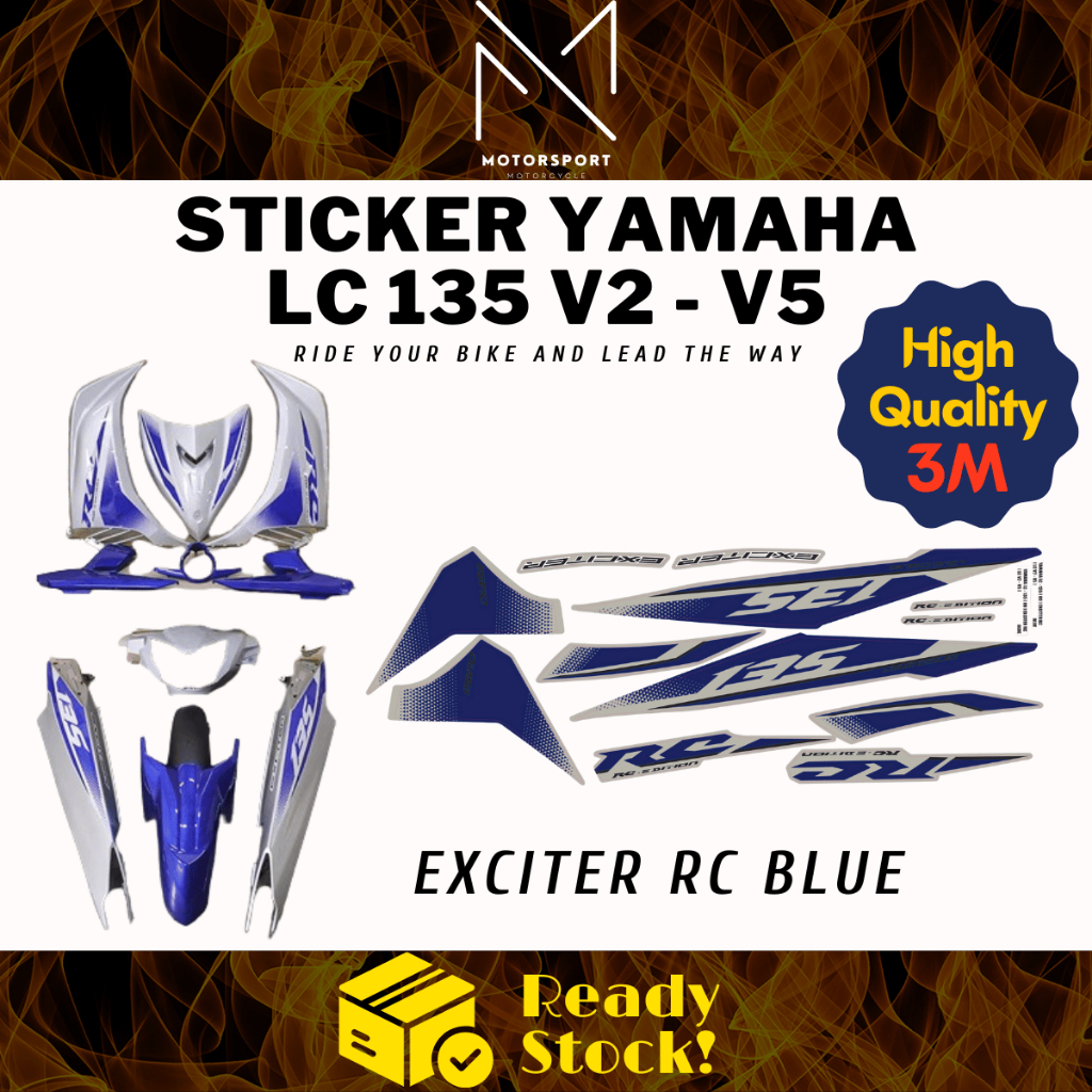 YAMAHA LC135 V2 - V5 Exciter RC Blue Cyan CoverSet Kaverset Biru Cyen ...