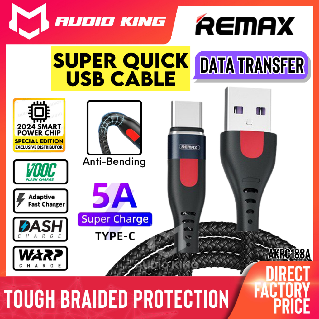 REMAX Data Cable 5A Super Fast Charging Type C Quick Charge USB C Power ...